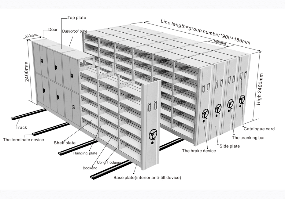 mechanical assist mobile goods storage compactus - HUADU