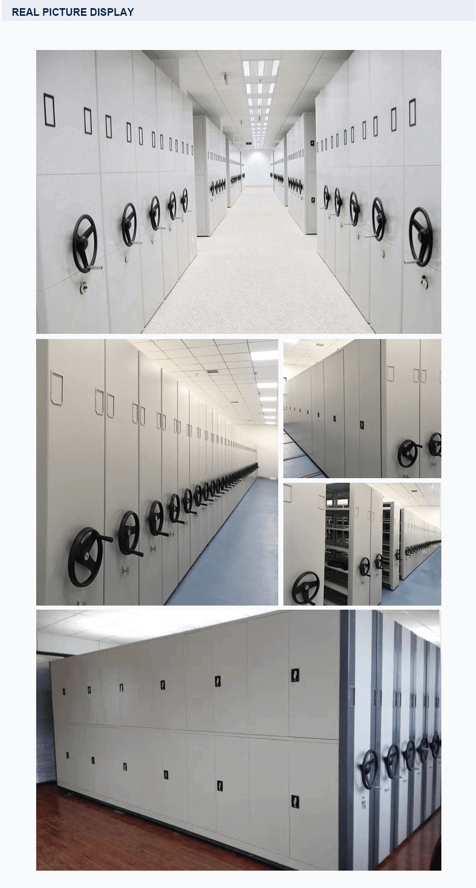Hand-rotating Mechanical assist mobile specimen shelving system - HUADU